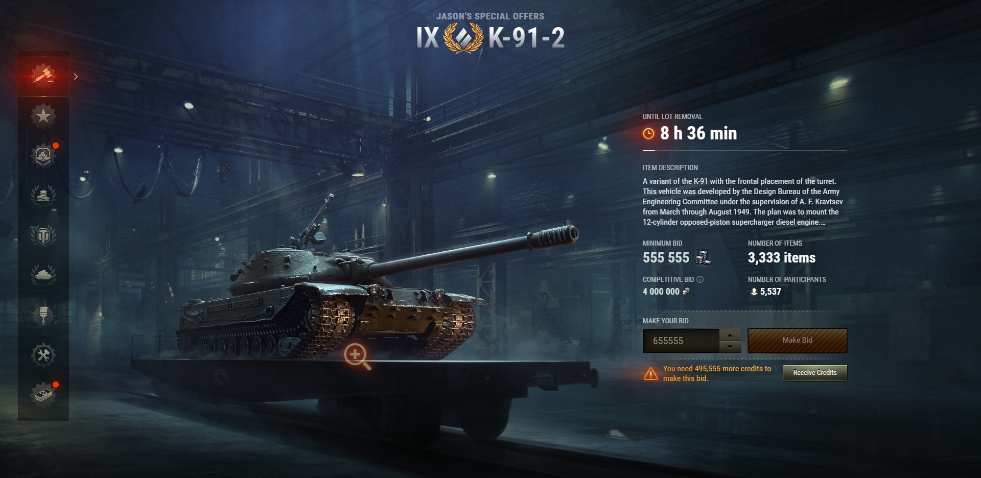 WoT NA: Third lot of the 2025 Winter Auction – K-91-2 - The Armored Patrol
